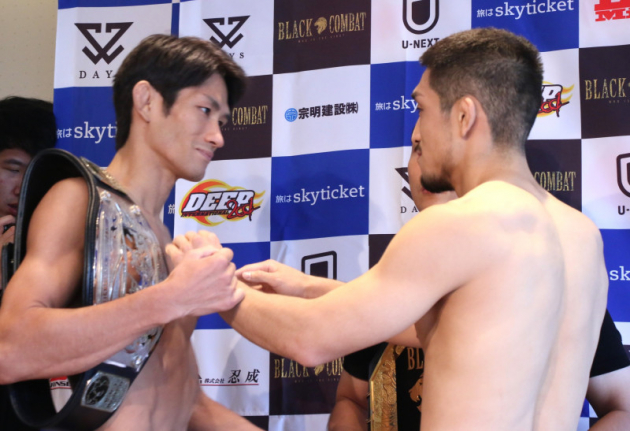 DEEP王者とBLACK COMBAT精鋭が“バチバチ”一触即発！ 石司晃一が突き飛ばされる場面も＝前日計量 - eFight【イーファイト】格闘技情報を毎日配信！